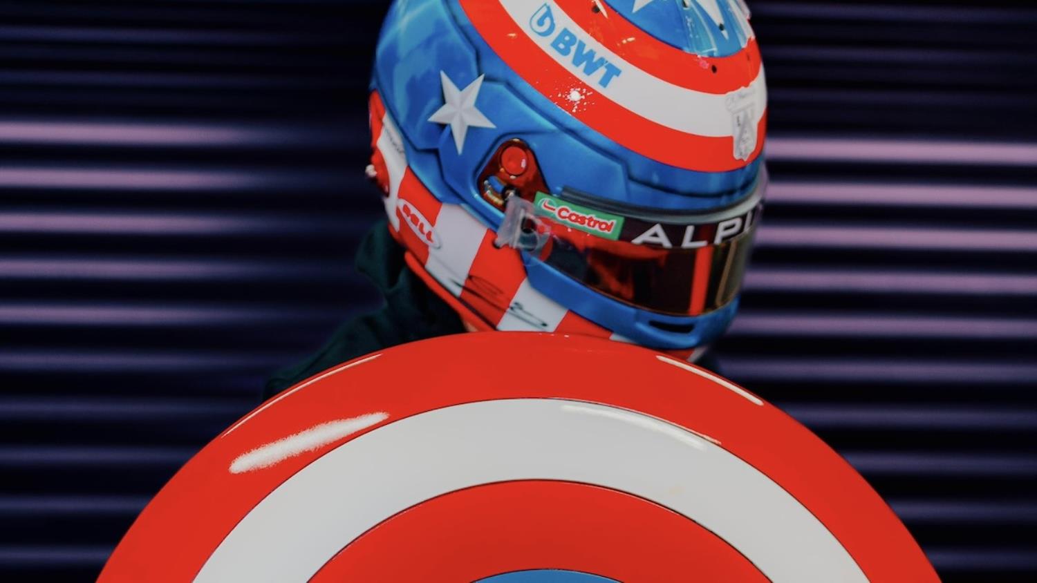 F1 Driver Esteban Ocon Reveals Epic CAPTAIN AMERICA Helmet Ahead Of ...